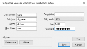 Windows: PostgreSQL の ODBC を設定する